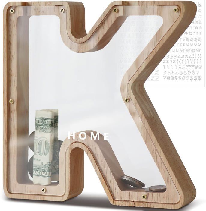 Tirelire En Bois En Forme De Lettre, Tirelire Cochon Personnalisée Pour ...