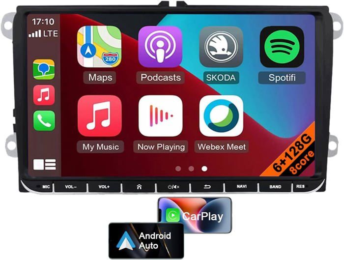 Autoradio 9 Pouces Android 13 pour VW Golf, Passat, Polo, Skoda Fabia, Yeti, Seat Leon, avec ...