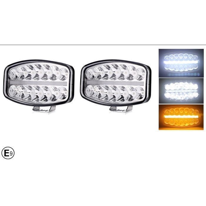 2 Phares de Travail 12V 24V 80W LED Projecteur Longue Portée + Feu de ...