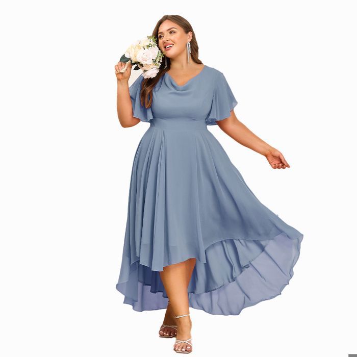 Robe de soirée en mousseline ECELEN pour femme – Ourlet irrégulier ...