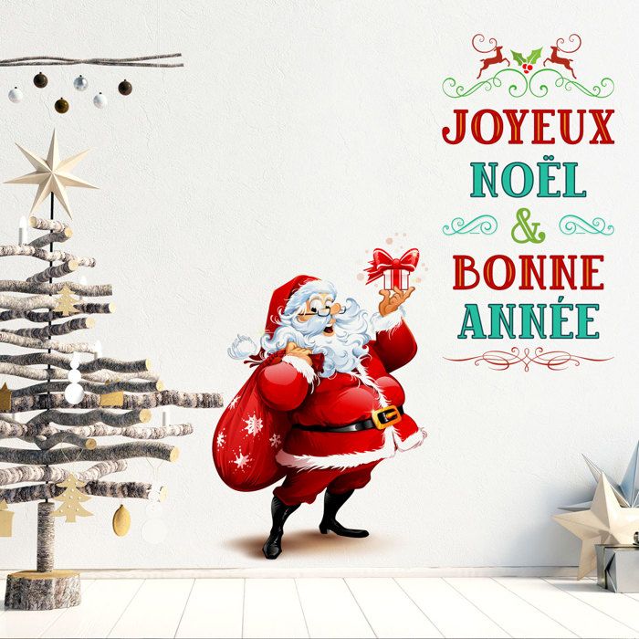 Sticker Noël - Multicolore - 70x85cm - Décoration murale - Adulte ...