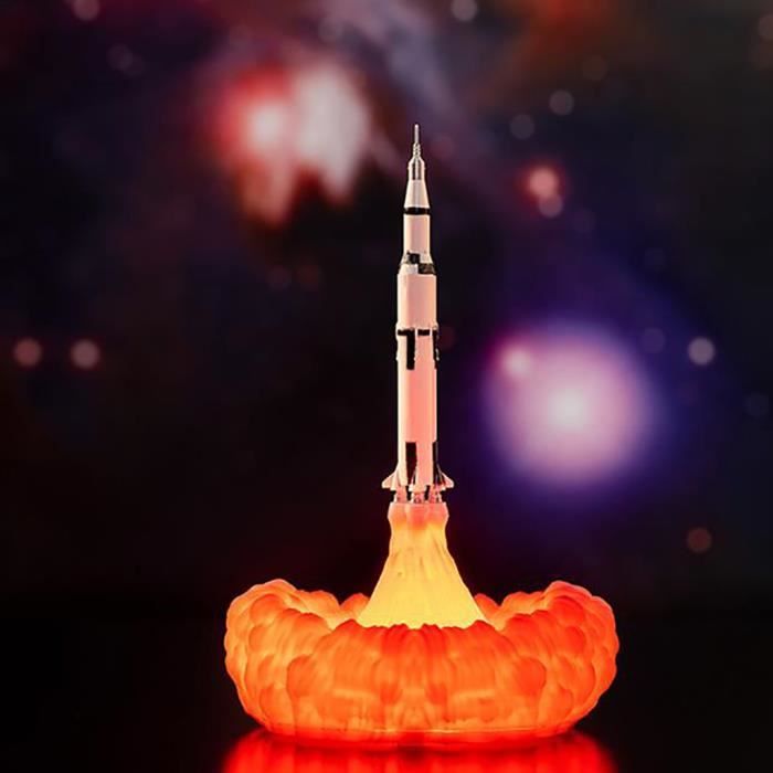 3D Print Space Rocket Night Light LED Table Desk Lamp Room Décor à la ...