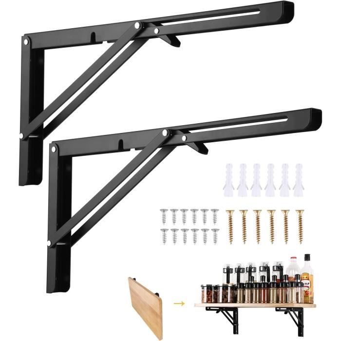 Équerre Pliante400mm, 2 Pièces Noir Support Console Pliable, Supports D ...