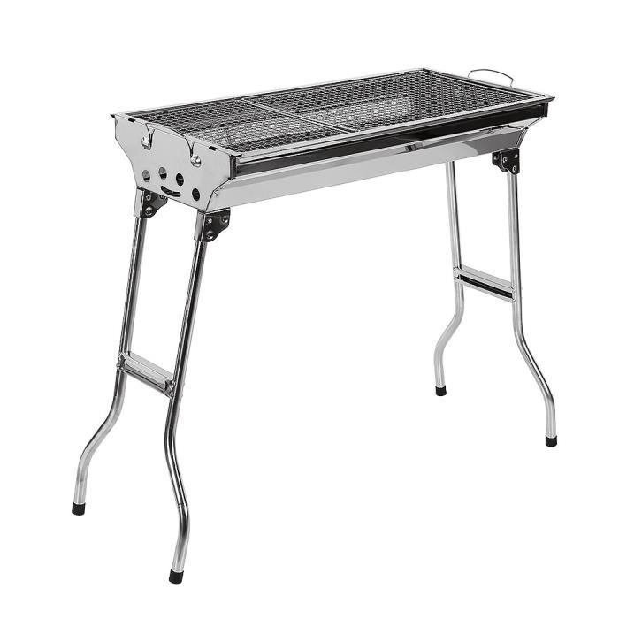 Barbecue Pliable INOX BBQ Charbon de Bois Exterieur Barbecue sur Pied ...