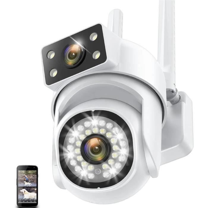 Caméra De Surveillance Ptz Hd 6Mp Wifi, Double Objectif, Détection ...