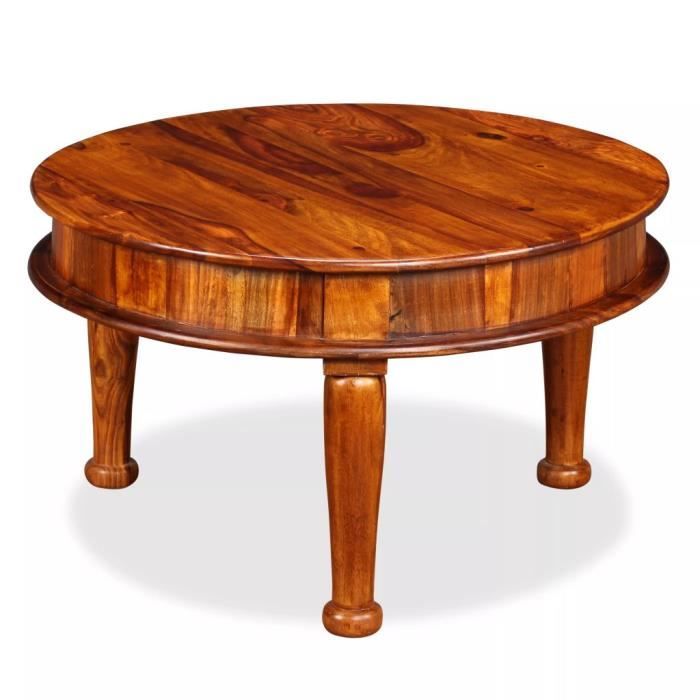Table basse Bois massif de Sesham 70 x 70 x 40 cm HILILAND --LIS POIS ...