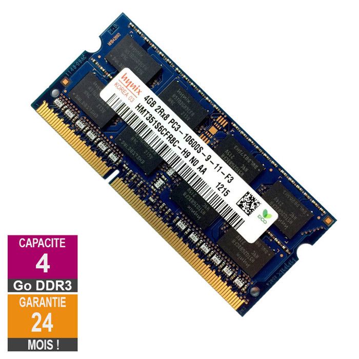 Barrette Mémoire 4Go RAM DDR3 Hynix HMT351S6CFR8C-H9 SO-DIMM PC3-10600 1333MHz 2Rx8 - Cdiscount ...