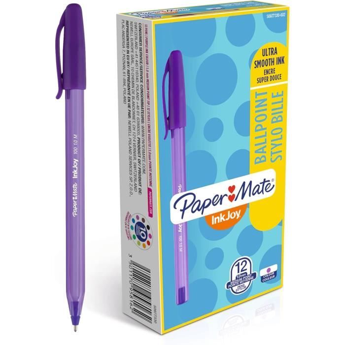 Inkjoy 100 Boîte De 12 Stylos À Bille Avec Capuchon Encre Ultra Lisse ...