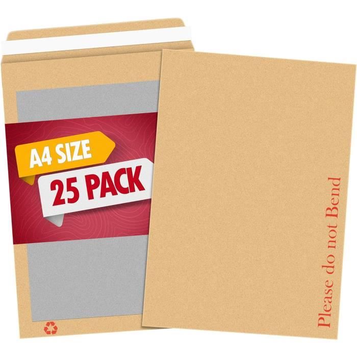 Lot de 25 enveloppes en carton rigide Manille A4 C4 324 x 229 mm avec ...