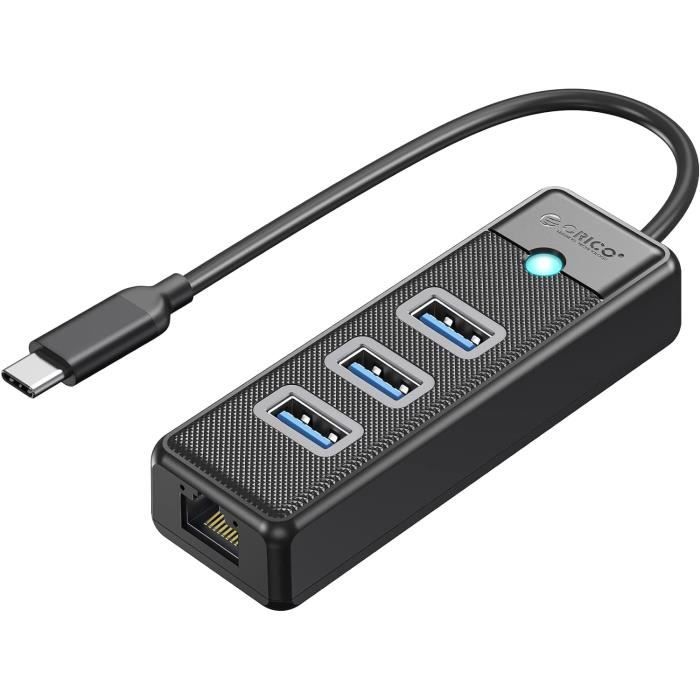 Usb C Hub Ethernet, Hub Usb C 4-En-1 Avec Adaptateur Rj45 10-100-1000 ...