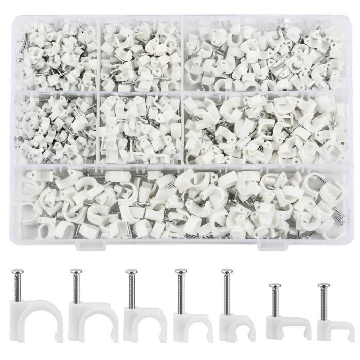 700 Pièces Attache Câble,4Mm-5Mm-6Mm-8Mm-10Mm Attache Cavalier Cable ...