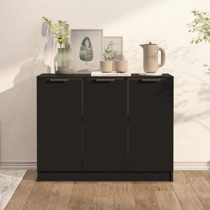 FHE - Buffets | bahuts - Buffet Noir 90,5x30x70 cm Bois d'ingénierie ...