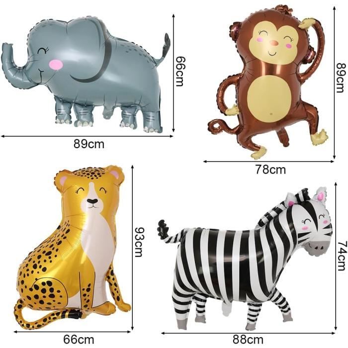 Ballons Animaux, 7 Pièces Xxl Ballons Animaux, Jungle Animal Feuille D ...