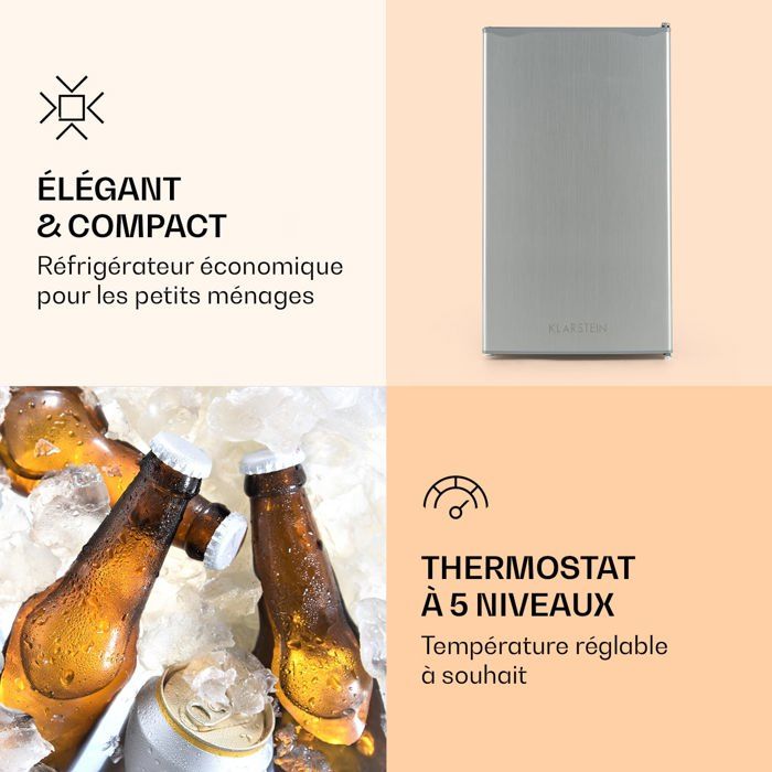 Klarstein Alleinversorger - Combiné réfrigérateur congélateur frigo 90L ...