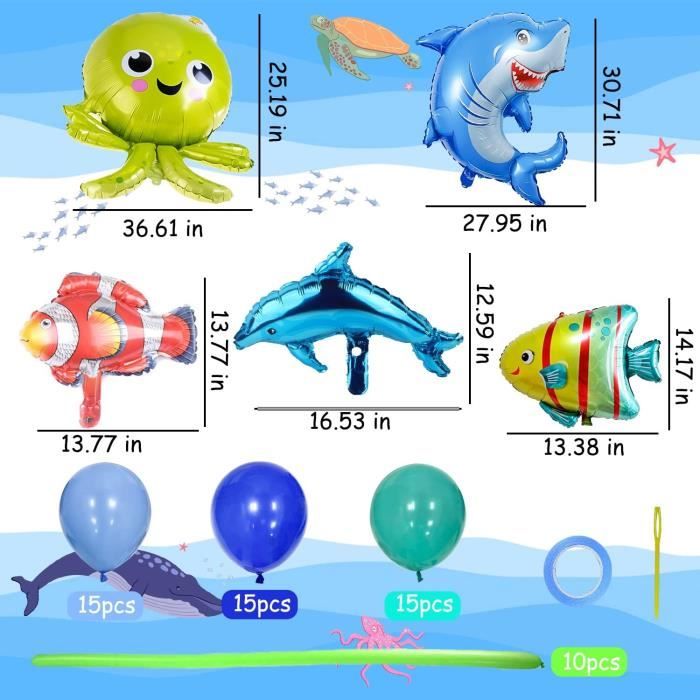 Decoration Anniversaire Theme Marin, Tridimensionnel Mer Animal Ballons ...