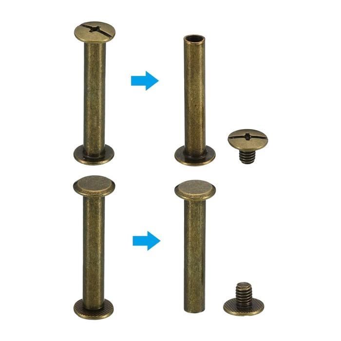 100 Ensembles De Vis Chicago, Vis De Reliure À Tête Cruciforme M5X30Mm ...