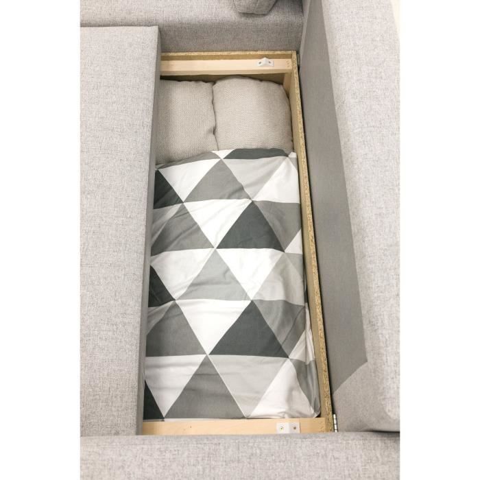 Canapé d'angle convertible réversible ELROY 3-4 places - Tissu gris et ...