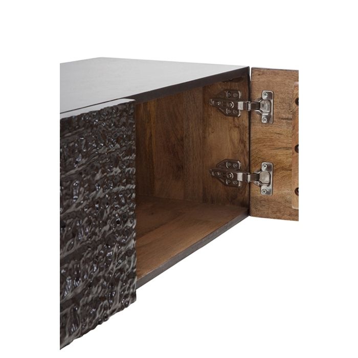 Meuble TV 4 portes en bois de manguier noir à accrocher au mur. – REF ...