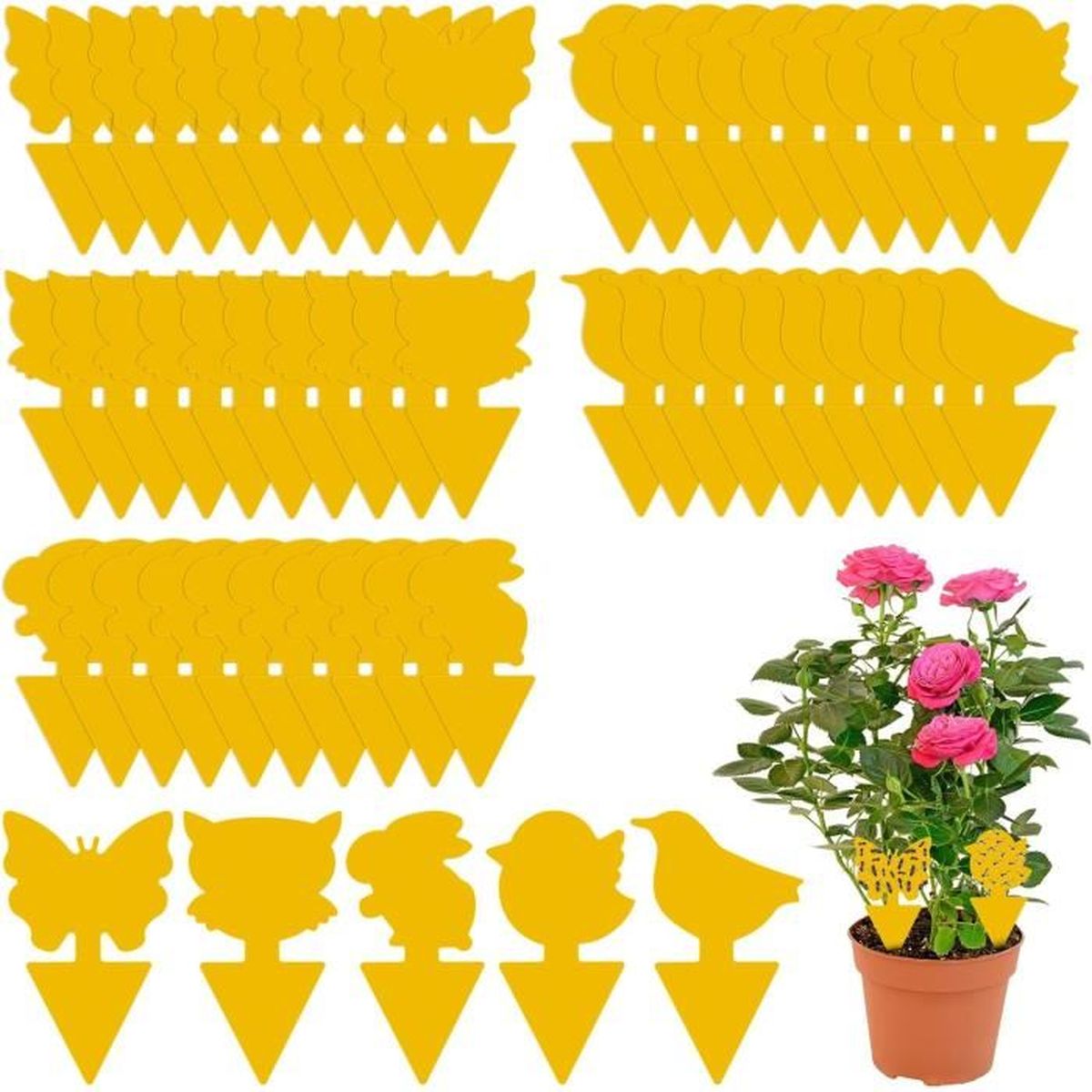 50 Pieces Pièges à Insectes Jaune,Paquet De 50 Anti Moucherons ...