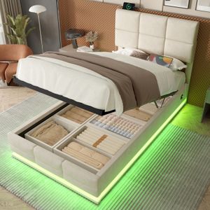 Lit coffre 90x200 coffre beige - Cdiscount