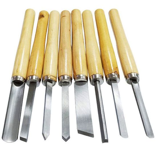 Ensemble de 8 outils de tour à bois Jeu de ciseaux pour les outils faits à la main Sculpture ...