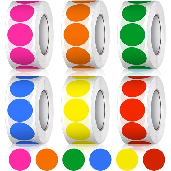 3000pc Gommettes Autocollantes 20mm Gommettes Rondes Multicolore ...