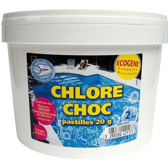 Pastilles 20 g Chlore choc - ECOGENE - 2 kg - Traitement de l'eau ...