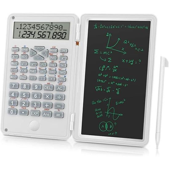 Calculatrice Scientifique - BLANC - 12 Chiffres - Écran LCD - Alimentée ...