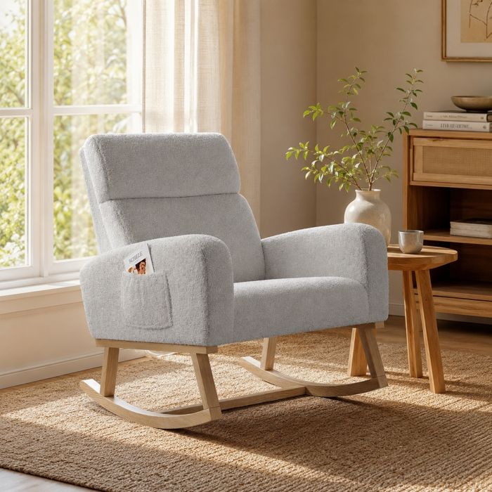 Fauteuil à Bascule - Rocking Chair avec rangement de 2 poche - pieds en ...