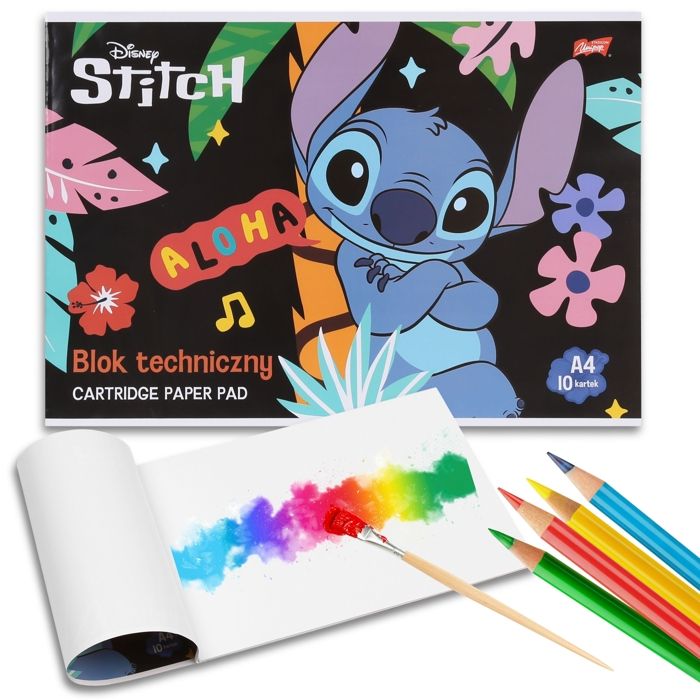 DISNEY Stitch BLOC TECHNIQUE BLANC, kit scolaire, Feuilles blanches A4 ...