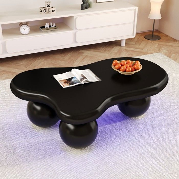 O.Ye Table Basse Style Nuage LED Noir - 16 Couleurs, Pieds Ronds ...