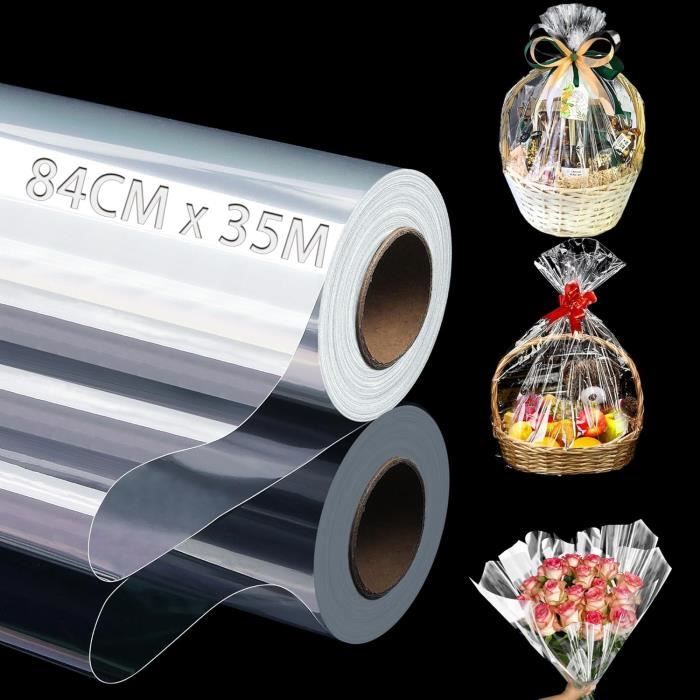 Papier Transparent Emballage 84cmx35m Papier Cadeau Transparent 35m ...
