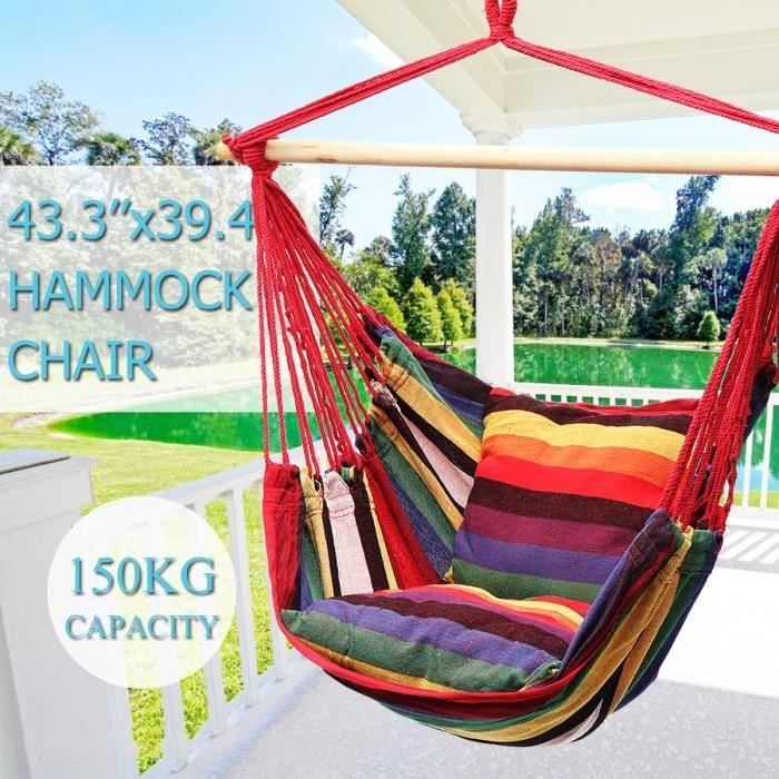 110x100cm Grand Hamac Chaise Siège Suspendu Balançoire Hammock Camping ...