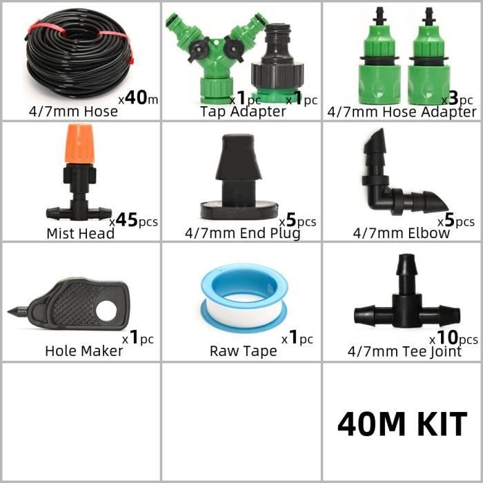 TROUSSE 40M Système'irrigation goutte à goutte, tuyau de 5 à 60M ...