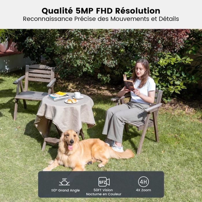 Caméra de surveillance - ieGeek - 5MP - Vision nocturne - Détection ...