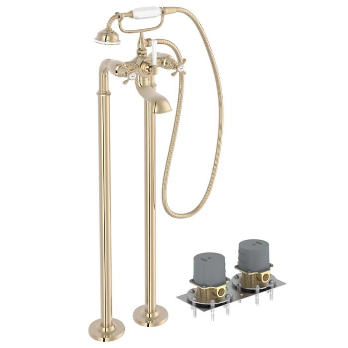 JACOB DELAFON Mélangeur bain douche Cléo 1889 montage au sol Or Beige ...