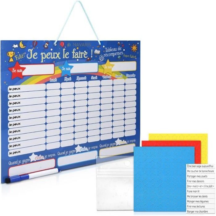 Tableau de Récompense pour Enfants - NAVARIS - Magnétique - 240 étoiles ...