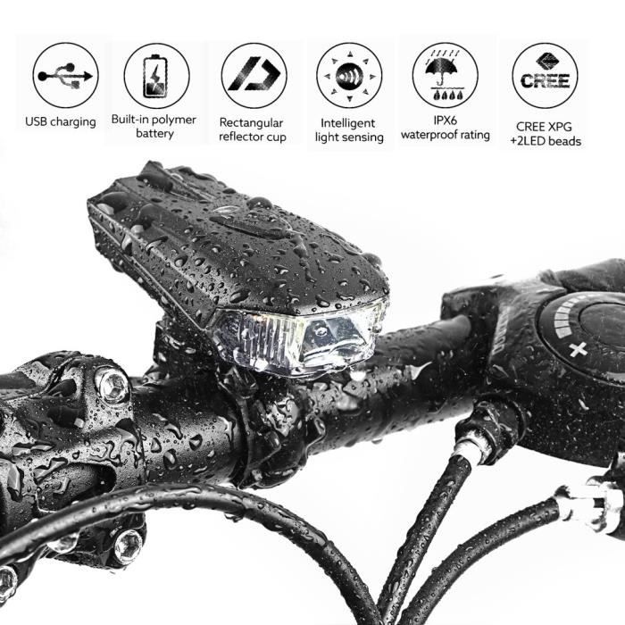 Eclairage avant vélo LED ultra puissant usb rechargeable lampe lumière ...