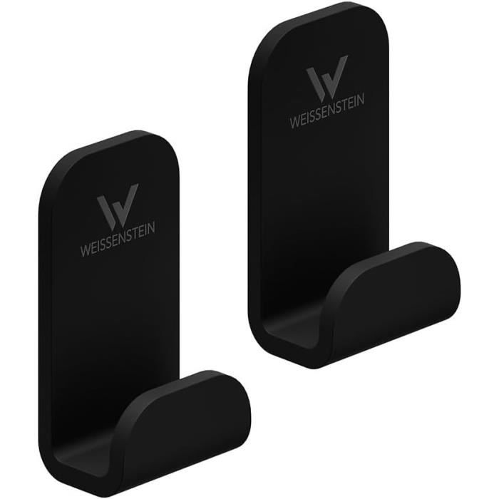 Set De 2 Crochets En Inox Noir Support Mural Adhésif Porte Serviette ...