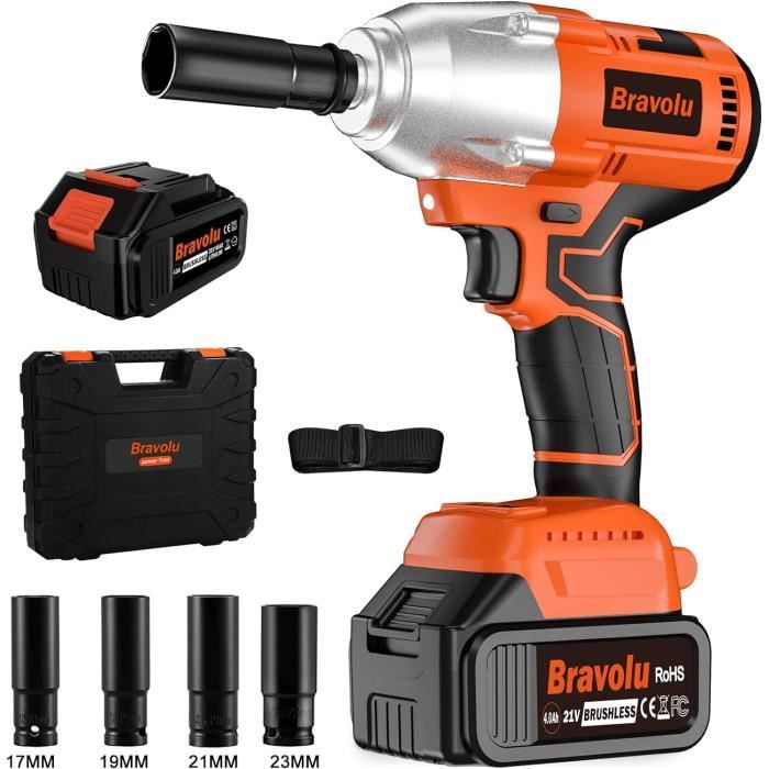 Clé À Chocs Sans Fil, 21V Brushless 700N.M Max Boulonneuse A Choc Avec ...