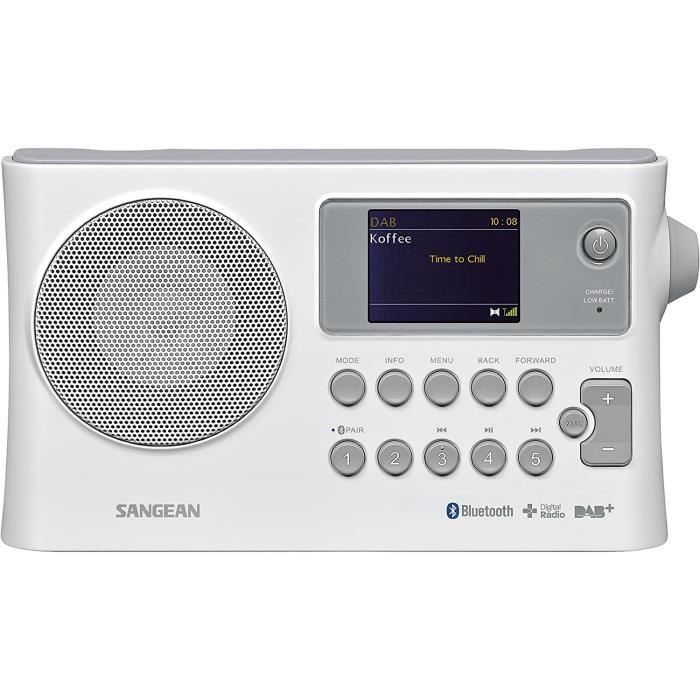 Sangean BTR-160 Radio numerique Portable Dab +/FM RDS/Bluetooth/Double Alarme (Blanc ...