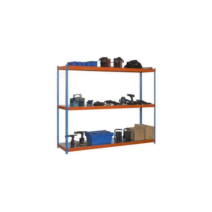 Étagère métallique 3 niveaux - SIMON RACK - KIT ECOFORTE - 2000 x 1800 x 600 mm - Bleu - Orange ...