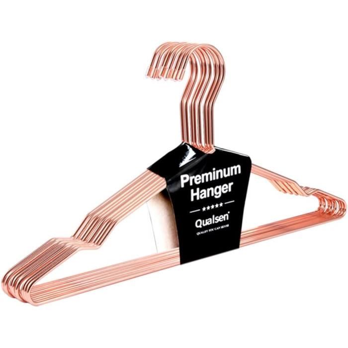 Qualsen Cintres Metal 42cm Cintre Lot de 10 Or Rose Ceintre, Ceintres ...