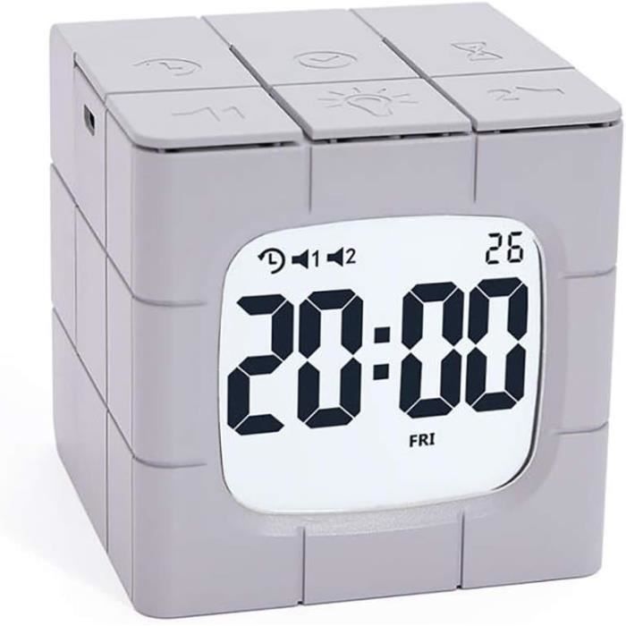 Radio Réveil Horloge Digital Cube Horloge 2 Paramètres D'Alarme Réveil ...
