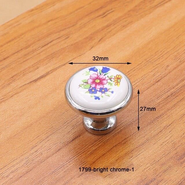 BOUTON DE MEUBLE,Knobs 7--TFAAI céramique boutons de tiroir'armoire de cuisine peints Euro porte ...