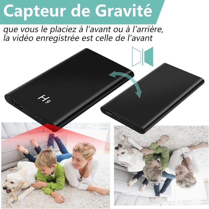 Powerbank Caméra Espion,2 en 1 Caméra Cachée Espion avec 5000mAh ...