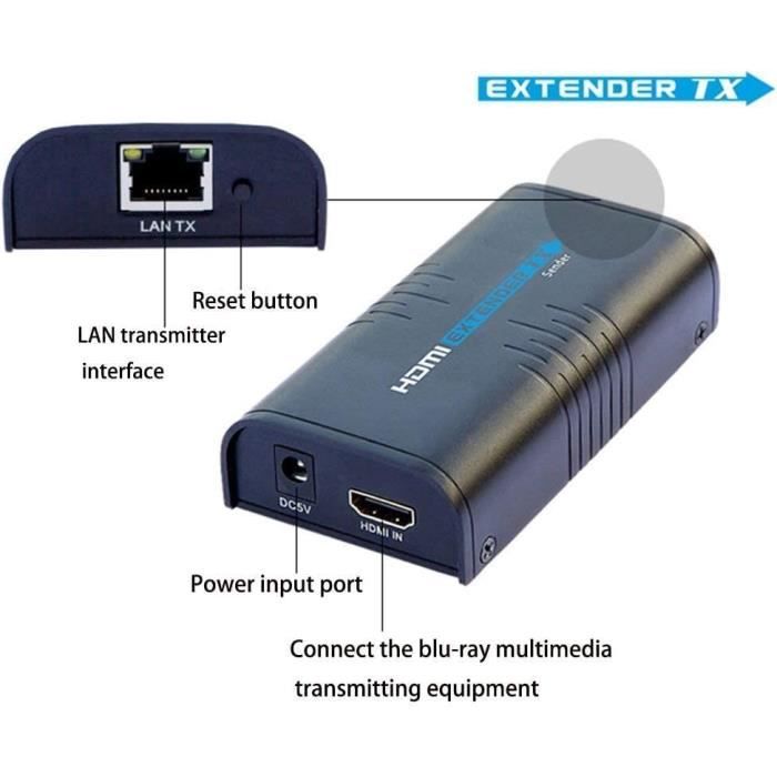 Hdmi Extender Over Ethernet Lan Rj45 Cat5-5E Cat6 Émetteur Récepteur ...