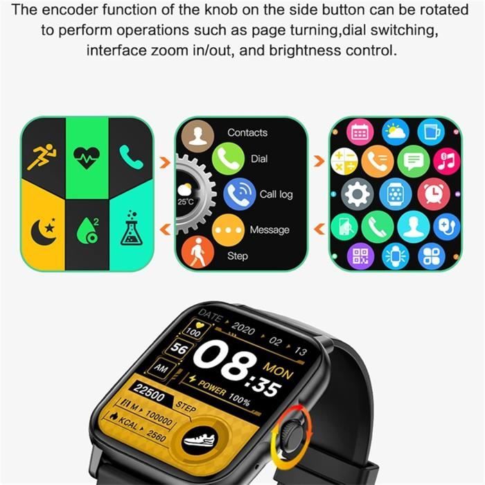 Montre Connectée Smart Watch Hommes Ecran Tactile À Écran Tactile ...