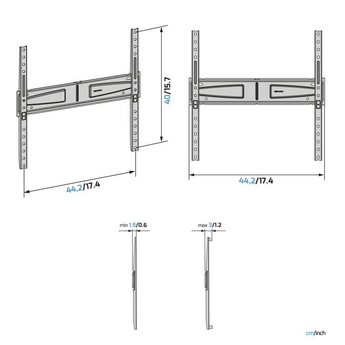 Meliconi - Pack Support Tv Mural FS400 + Spray nettoyant + Câcle HDMI ...