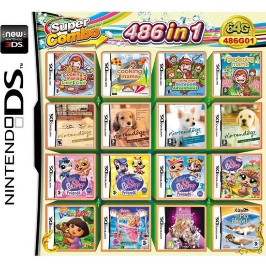 486 en 1 Cartouche de jeu DS Mario Multicart pour Nintendo DS NDSL NDSi ...